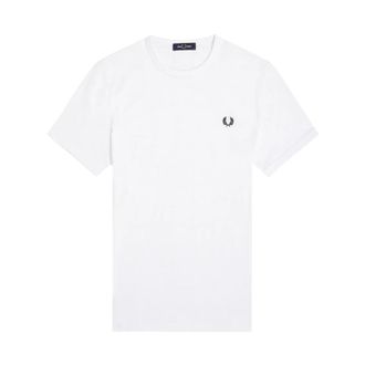 Fred Perry Sportliches Baumwoll-T-Shirt mit geripptem Kragen - - Tops - Herren - Wei&szlig; - M