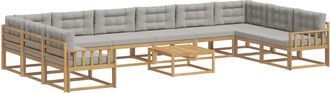 vidaXL Set Di Divani Da Esterno 11 Pz Bianco E Grigio Chiaro Vidaxl