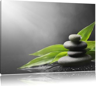 Pixxprint Zen Steinturm B&W, Gr&ouml;&szlig;e: 60x40cm, Leinwandbild, fertig gespannt, Wandbild, Dekoration, Kunstdruck, kein Poster