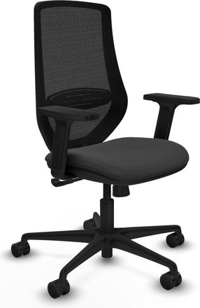 Piqueras y Crespo Hochwertiger Schreibtischstuhl mit 2D-Armen, h&ouml;henverstellbare Lendenwirbelst&uuml;tze, ausgestattet mit 4 Positionen und injiziertem Schaum. Schwarz/Dunke