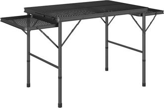 OUTSUNNY Table de Camping Pliante Table de Jardin Portable avec 2 &eacute;tag&egrave;res lat&eacute;rales, Hauteur r&eacute;glable pour Camping, Pique-Nique, Barbecue, Noir