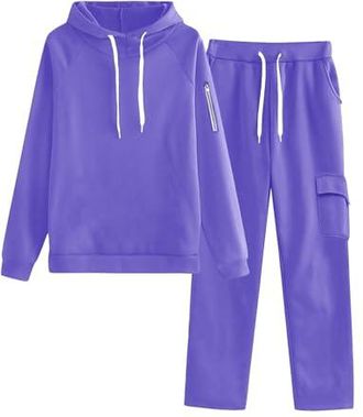 Generic V&ecirc;tements de sport pour femme en coton et lin &agrave; jambes larges deux pi&egrave;ces avec pantalon &agrave; paillettes pour femme - Ensemble de surv&ecirc;tement pour femme, 