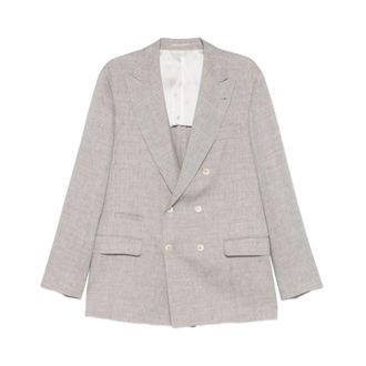 Brunello Cucinelli Doppelreihiger Strickblazer - - Jackets - Herren - Grau - XL