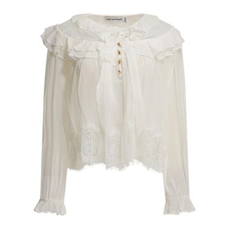 Self Portrait Georgette Spitzenbluse - - Blouses & Shirts - Damen - Wei&szlig; - S