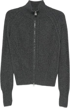Ermanno Scervino Femme, Pulls, Gris, Taille: 38 FR Gilet Zippé En Tricot Torsadé