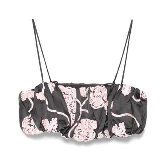 Rotate Rotate Birger Christensen, Femme, Tops, Gris, Taille: 38 FR Haut à Bretelles Spaghetti avec Détail Floral