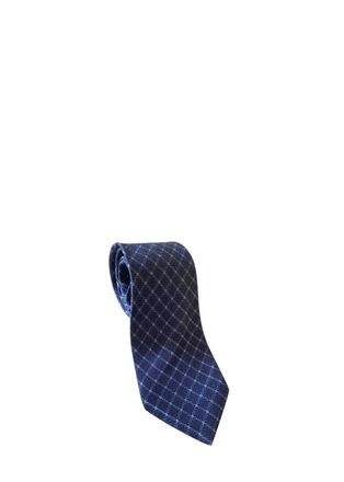 S.T. Dupont Navy Diamond Pattern Silk Tie