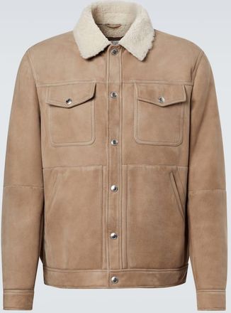 Brunello Cucinelli Jacke aus Veloursleder mit Shearling