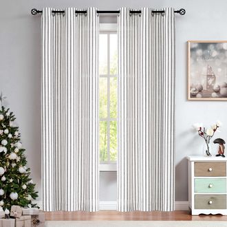 Randall Halbtransparente Vorhangpaneele aus Leinen, gestreift, f&uuml;r Wohnzimmer, Bauernhaus, rustikal, zeitgen&ouml;ssisch, Fensterbehandlungsvorh&auml;nge-Sets, 101,6 x 