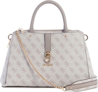 Guess Zamira Luxury Satchel Dark Taupe Logo