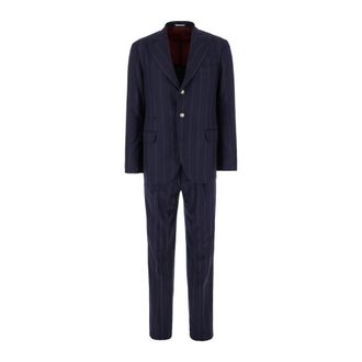 Brunello Cucinelli Nadelstreifen-Einreiher-Anzug - - Suits - Herren - Blau - M
