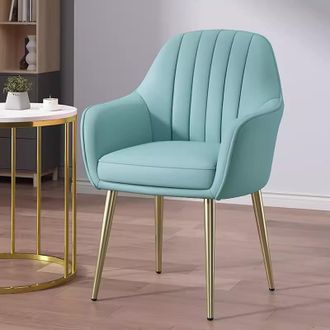 Generic Ergonomischer Schminkstuhl Aus Kunstleder Mit Metallbeinen for Schlafzimmer Oder Wohnzimmer - Orange Und Wei&szlig;(Blue)