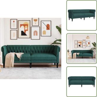 vidaXL The Living Store - Chesterfield-Sofa 3-Sitzer Dunkelgr&uuml;n Stoff - Chesterfield Sofa - Sofas - Leder Sofa - Lounge M&ouml;bel - Wohnzimmer Dekoration