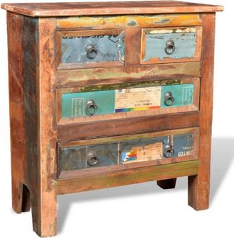 vidaXL Armoire avec 4 tiroirs Bois massif de r&eacute;cup&eacute;ration