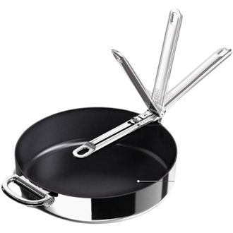 Joseph Joseph Space Steel, Joseph Joseph, Bratpfanne de Edelstahl de 28 cm (11), antihaftbeschichtete Bratpfanne, gesundes Kochen, Klappgriff, geeignet f&uuml;r