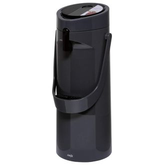 Emsa 515706 Ponza Pump-Isolierkanne, Thermosflasche, 1,9l F&uuml;llvolumen, Isolierbecher, Druckhebel, abnehmbare Tropfschale, anthrazit