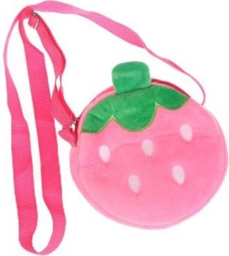 Generic Sac &agrave; bandouli&egrave;re en peluche avec motif de fraise, sac &agrave; bandouli&egrave;re mignon pour t&eacute;l&eacute;phone, porte-monnaie, portefeuille pour enfants et adultes, cadea