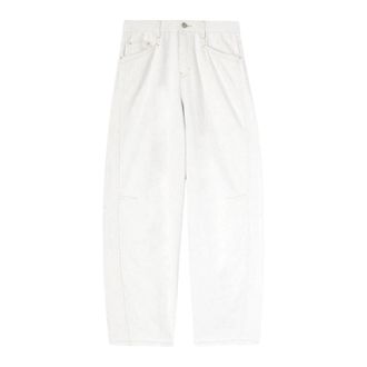 Motivi Barrel Hosen aus gemischtem Leinen-Twill - - Jeans - Damen - Wei&szlig; - S