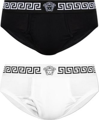 Versace Homme, Sous-v&ecirc;tements, Noir, Taille: M Lot de deux slips en coton