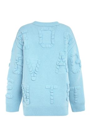 Bottega Veneta Womens Crew-Neck Wool Sweater Pale Blue Polyamide