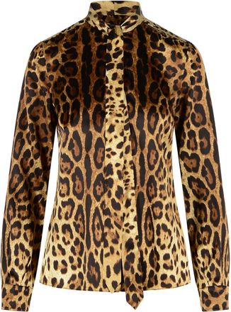 Dolce & Gabbana Chemise en soie &agrave; imprim&eacute; l&eacute;opard