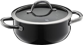 WMF Fusiontec Inspire Kochtopf groß, 20 cm, Glasdeckel, Bratentopf Induktion, 2,4l, High-Tech Keramik, kratzfest, unbeschichtet, schwarz, Made in Germany