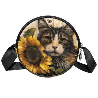 Generic Petit sac &agrave; bandouli&egrave;re rond pour femme, petit sac &agrave; bandouli&egrave;re avec fermeture &eacute;clair et bretelles r&eacute;glables style d&eacute;contract&eacute; pour femmes et filles