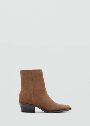 Mango Bottine talon su&egrave;de marron moyen - Femme - 35 - MANGO