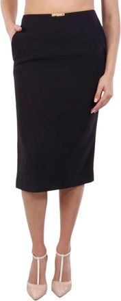 Elisabetta Franchi Femme, Jupes, Noir, Taille: 42 FR Go-122-52E2-V300 Midi Skirt