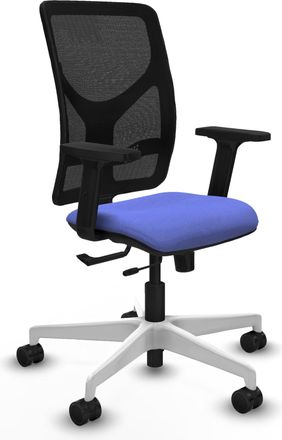 Piqueras y Crespo Drehstuhl f&uuml;r den Schreibtisch mit 2D-Armen, h&ouml;henverstellbare Lendenwirbelst&uuml;tze, ausgestattet mit Syncro/Traslack und Schneideschaum, Schwarz/Hellbl