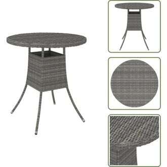 vidaXL The Living Store Gartentisch Grau 70x70x73 cm Poly Rattan - Gartentisch grau