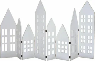 Loberon Deko-Shutter Cottages, Romatische Deko-H&auml;uschen, Klappbar, Ideal f&uuml;r die Festtafel oder Fensterbank, Weihnachten, Weihnachtsdeko, Kiefernholz, Eisen, 