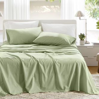 Comfort Spaces Bettlaken aus 100% Baumwolle, für Queensize-Bett, atmungsaktiv und weich, natürlich kühles Baumwoll-Bettwäsche-Set mit 35,6 cm elastischer Tasche, pas
