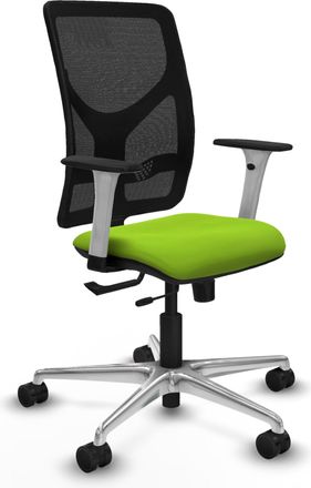 Piqueras y Crespo Schreibtischstuhl aus Netzstoff mit wei&szlig;en und schwarzen Armlehnen, h&ouml;henverstellbare Lendenwirbelst&uuml;tze, ausgestattet mit Syncro/Traslack und Schneid
