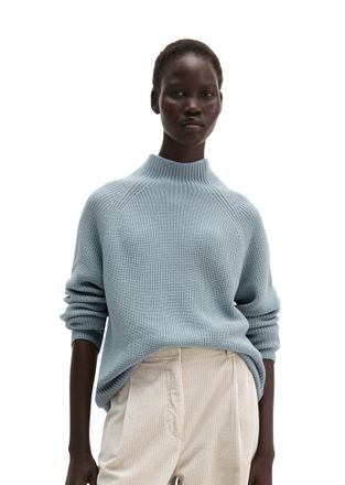 Marc O'Polo Strickpullover MARC OPOLO aus Organic Cotton, Damen, Gr. XXL, blau (glacial blau), Obermaterial: 100% Baumwolle, unifarben, Pullover Strickpullover, T