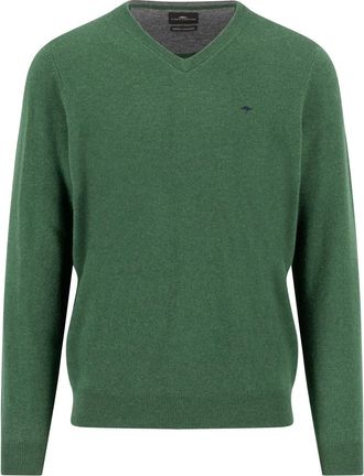 Fynch-Hatton Feinstrickpullover aus Wolle-Kaschmir-Mix mit V-Ausschnitt Dark Leaf/L