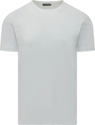 Tom Ford Homme, Tops, Blanc, Taille: XL T-shirt c&ocirc;tel&eacute; perfor&eacute;
