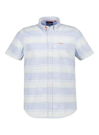 N.Z.A. Herren Kurzarmhemd blau Baumwoll-Stretch