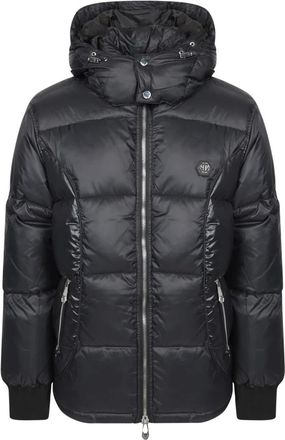 Philipp Plein Homme, Vestes, Noir, Taille: XL Mix Nylon Short Puffer Jacket