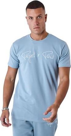 Project X Paris Tee-Shirt Basic Broderie Essentials Bleu Gris XS