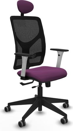 Piqueras y Crespo PC-Stuhl mit blauem Netzstoff, mit wei&szlig;en und schwarzen Armlehnen, h&ouml;henverstellbare Lendenwirbelst&uuml;tze und festes Kopfteil, ausgestattet mit Syncro/T