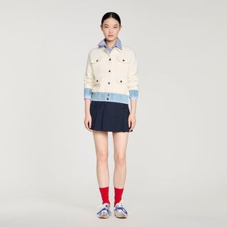 Sandro Cardigan mit Denim-Details