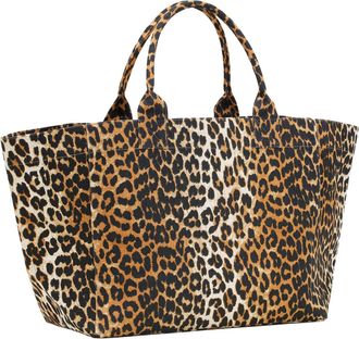 Ganni Womens Tote Bag Recycled Cotton Brown Handbags Hand