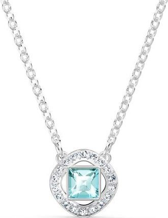 Swarovski Collier Angelic Square, aiguemarine turquoise, métal rhodié