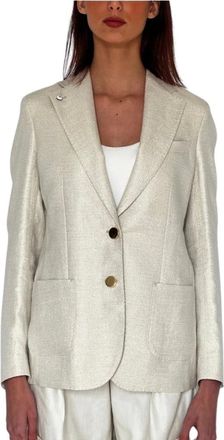 L.B.M. 1911 L.b.m. 1911, Femme, Vestes, Blanc, Taille: 36 FR Giacca monopetto Rever punta lancia
