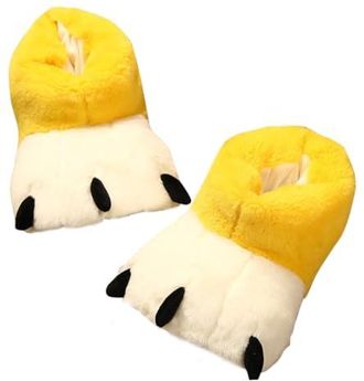 Minkissy Pantoufles DInt&eacute;rieur Chaudes et Moelleuses pour Femmes Semelle &Eacute;paisse Antid&eacute;rapante Peluche et Coton Taille Unique 36-40 Couleur Jaune pour LHiver S