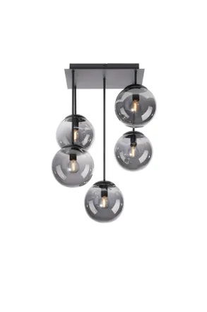 Just Light Deckenleuchte, Schwarz, Metall, Kunststoff, Glas, rund,rund, 39x58.5x39 cm, Schutzklasse II (Schutzisoliert), Lampen & Leuchten, Innenbeleuchtung, Leu