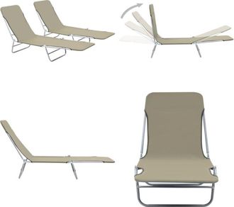 vidaXL Vidaxl - Klappliegen 2 Stk. Stahl und Stoff Taupe - Klappliege - Sonnenschirm - Gartenmöbel - Outdoor Möbel - Liege - Home & Living