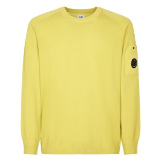 C.P. Company Baumwoll-Cr&ecirc;pe Rundhals-Pullover mit Lens - - Knitwear - Herren - Gelb - 2XL