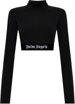 Palm Angels Femme, Tops, Noir, Taille: 38 FR Top Court Logo